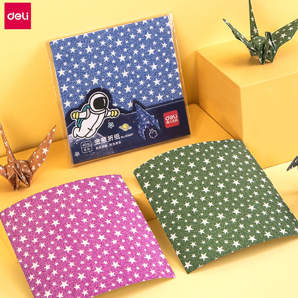 Deli 8 Colors Colored Origami Bling Sequins Paper Cranes DIY Handmade ...