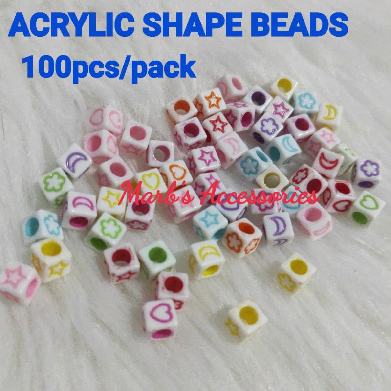 100 PCS ACRYLIC SHAPE BEADS | Shopee Philippines