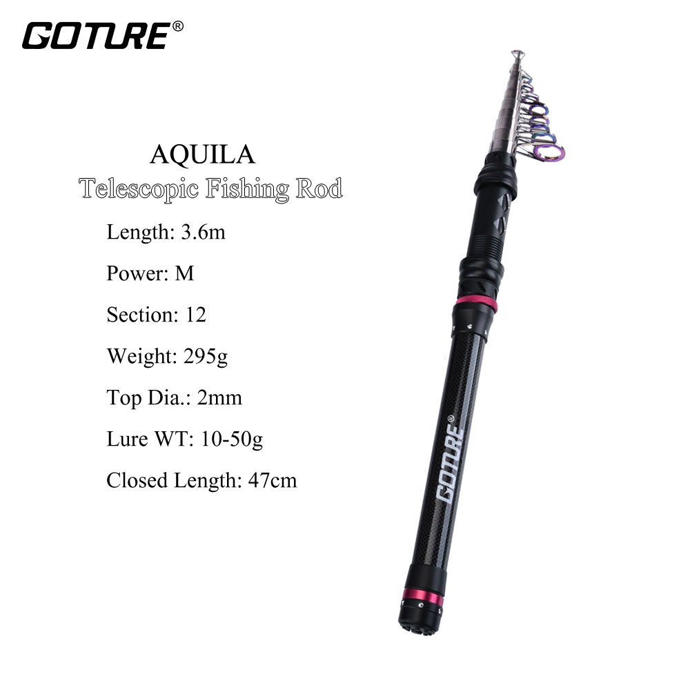 GOTURE AQUILA Telescopic Fishing Rod Spinning Sea Fishing Rod 1.8M-3.6M ...