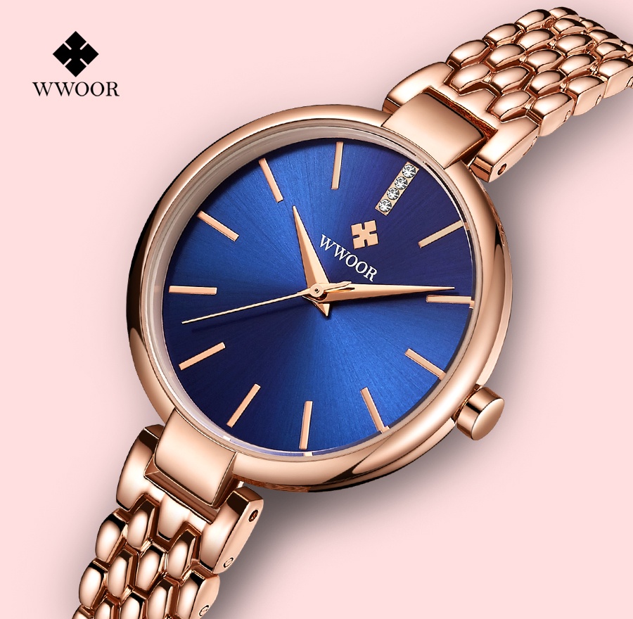 Wwoor Watch For Women Quartz Waterproof Stainless Gold Ladies 8865 ...