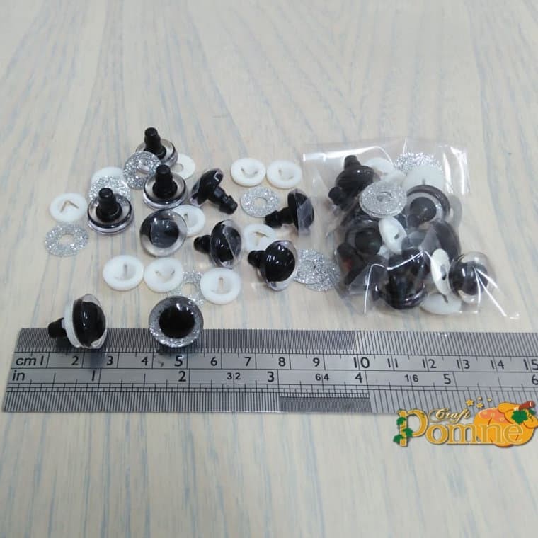 MATA 16mm Craft Eye Silver Black Solid Amigurumi Black Silver Doll Eye ...