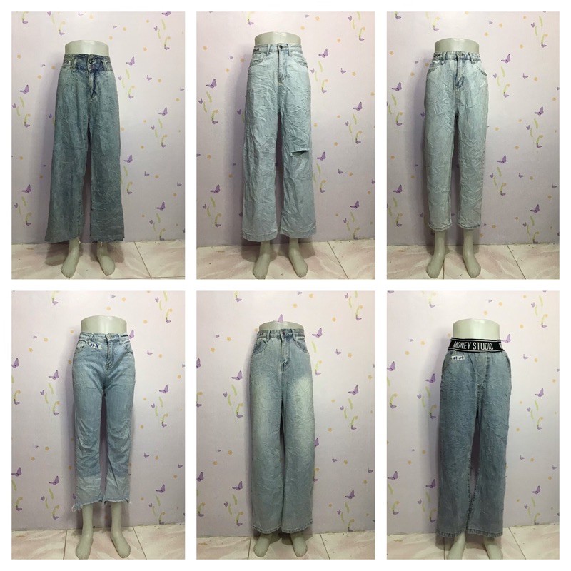 Assorted denim wide leg high waist square pants(live selling check out ...