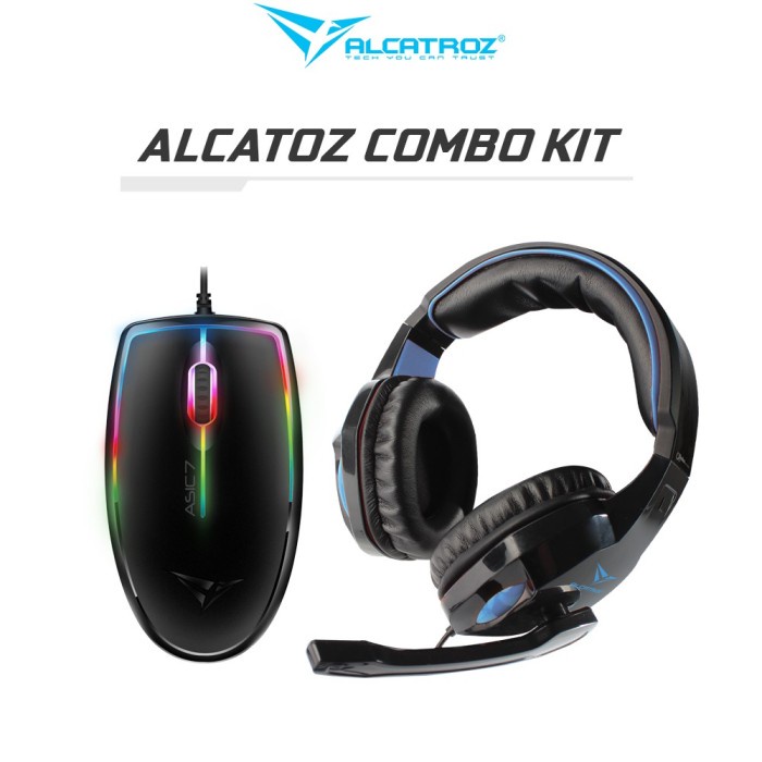 PUTIH Alcatroz Gaming Headset Alpha MG-300 Combo Asic 7 RGB Mouse ...