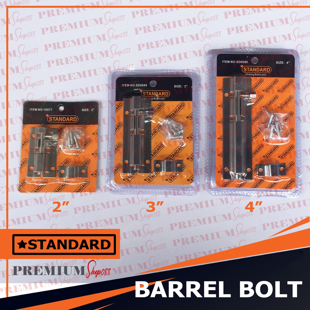 Standard Stainless Barrel Bolt 2 3 4 2" 3" 4" SS Sliding Bolt Lock ...