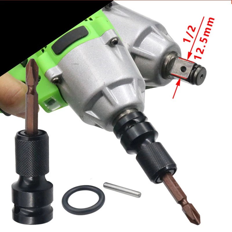 1/2" to 1/4" Hex Shank Adaptor Quick Release Impact Driver Electric ...
