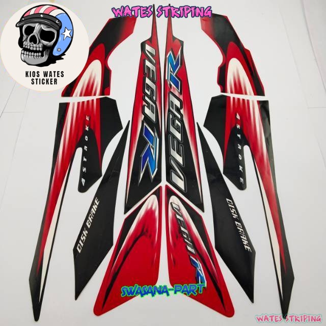 HITAM MERAH Striping Sticker Lis Les Polet yamaha vega r new black red ...