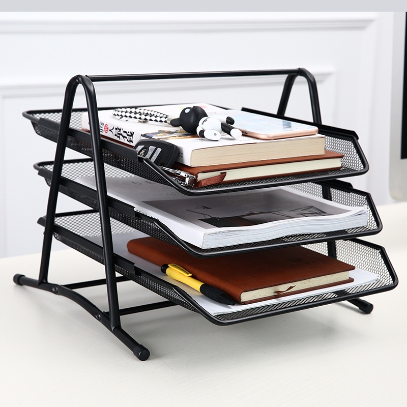 3layer desk document file organizer tray tabletop paper letter holder ...