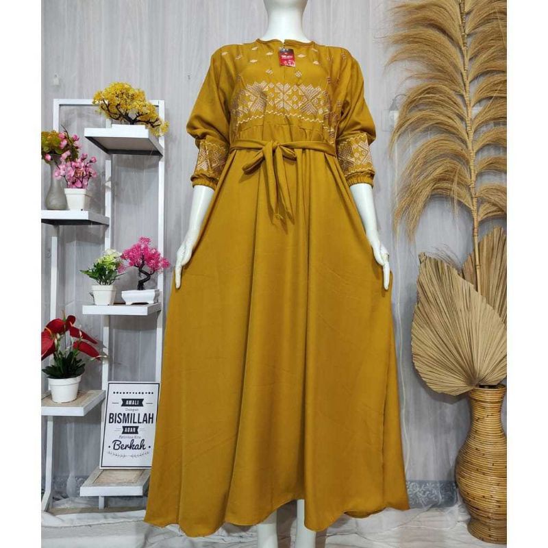 Robe Dzifa Embroidery Dress - Thick Moscrepe | Shopee Philippines