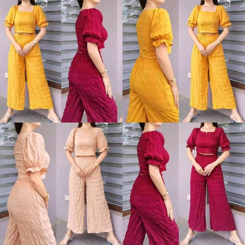 Bubble Lattice Sexy Croptop Terno Pants Good And High Quality | Shopee ...