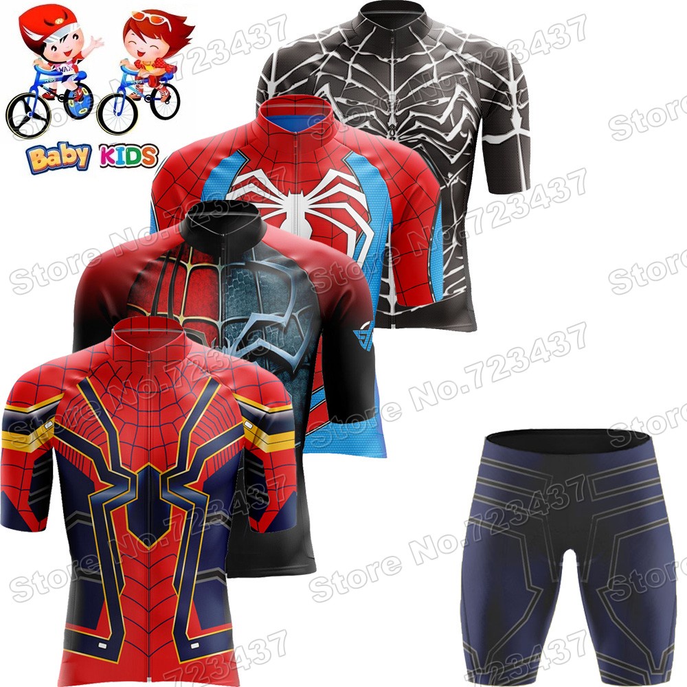 2022 Kids Spiders Cycling Jersey Set Boys Girls Cartoon Anime Cycling ...