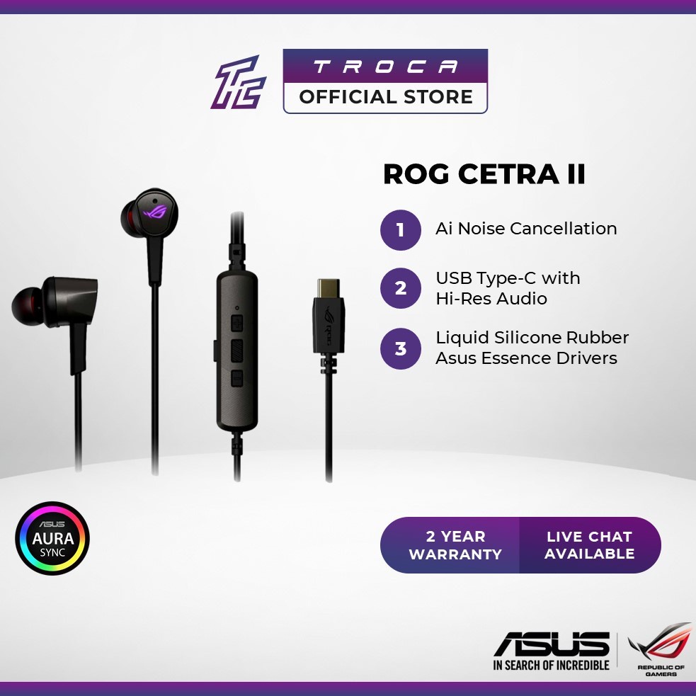 ASUS ROG Cetra II RGB Active Noise Cancellation Hi-Res In-Ear Gaming ...