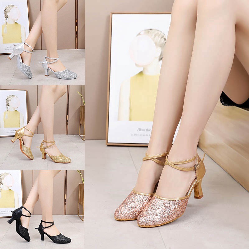 New arrival Modern Latin Shoes Gold Color Closed Toe Dancing Shoes For ...