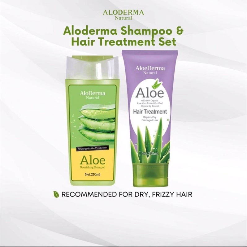 ALODERMA Shampoo & Hair Treatment Set ( Organic Aloe Vera ) | Shopee ...