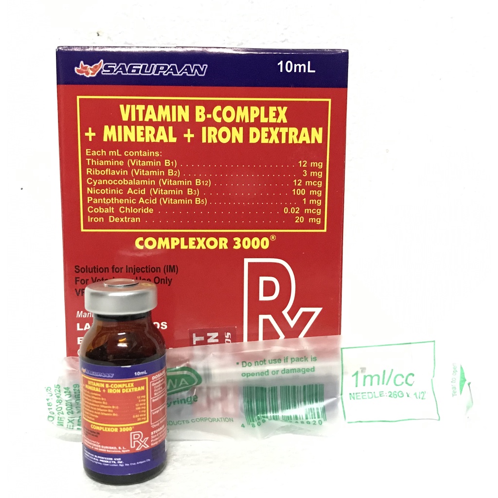 COMPLEXOR 3000 10ML - INJECTABLE B-COMPLEX WITH IRON (Sold per bottle ...