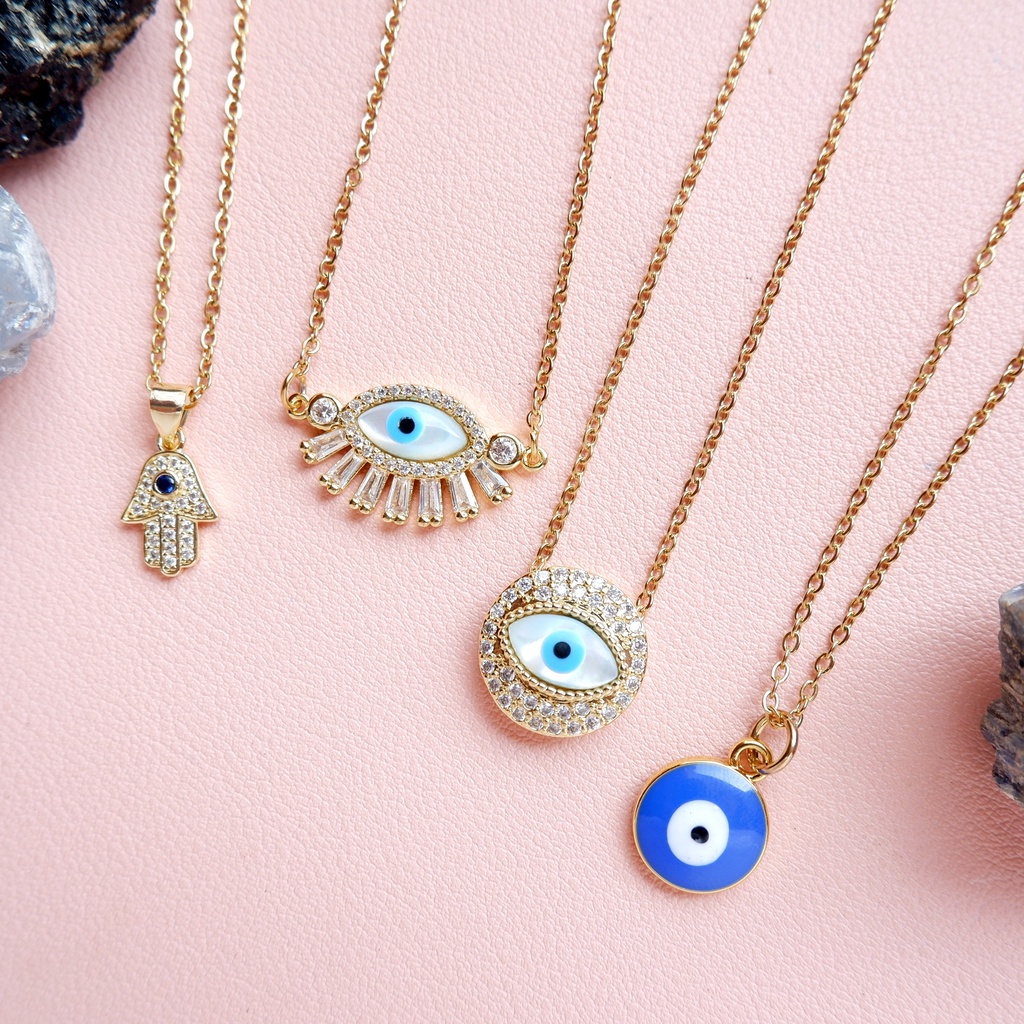 Pearl with Evil Eye Necklace | Protection Against Negativity and Bad ...