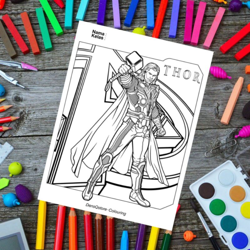 Thor Theme Children's Coloring Paper / Drawing Paper (10 Drawing Sheets ...