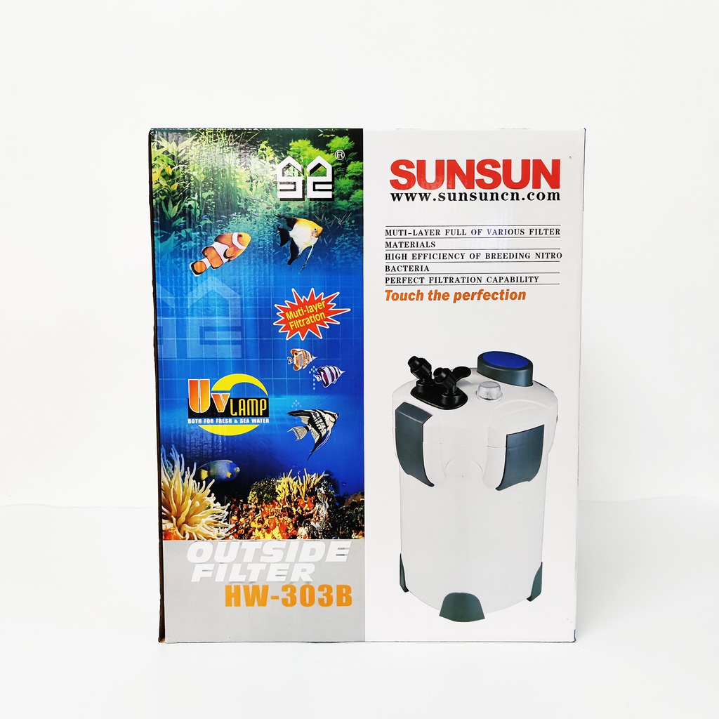 SunSun HW-303B 4-Stage External Canister Aquarium Filter w/ UV sterilizer 365GPH | Shopee ...