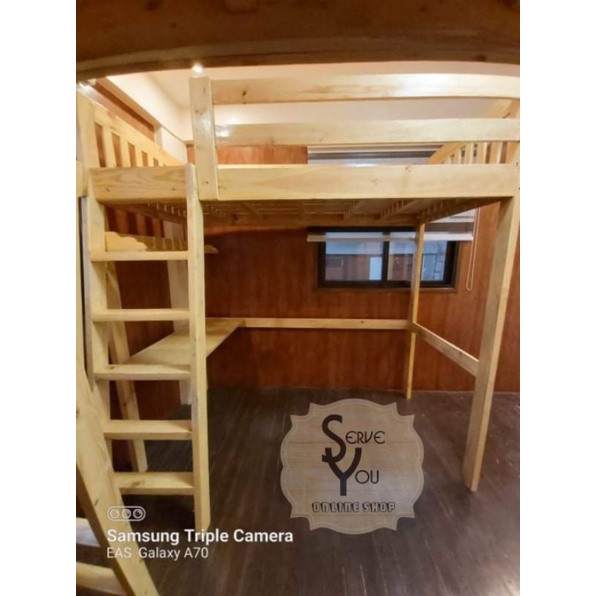 (PRE-ORDER MESSAGE US FIRST) Loft bed with table and shelf underneath ...