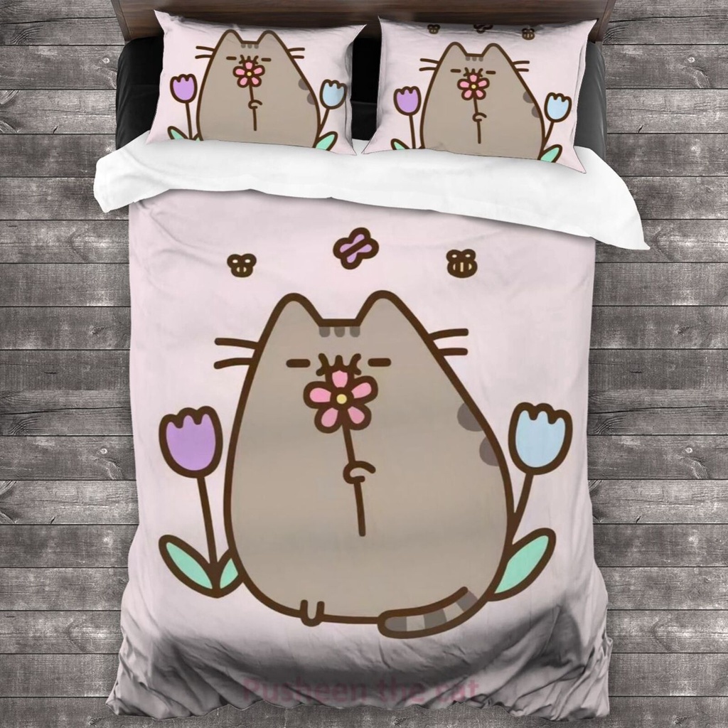 3 IN 1 Pusheen Bedding Set Quilt Cover Set 3 Piece Quilt Cover With 2 ...