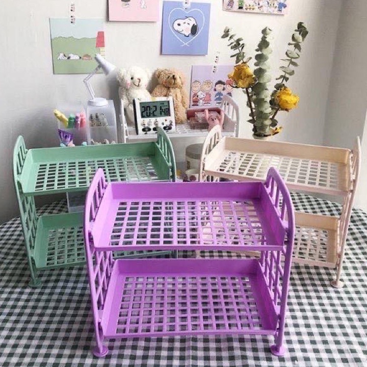 M&A PHC Cute Aesthetic Double-Layer Plastic Storage Rack | Shopee ...