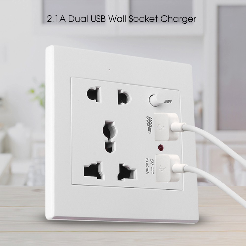 Dual USB Port Wall Charger Socket Adapter Kit Phone Charger 110V 220V ...