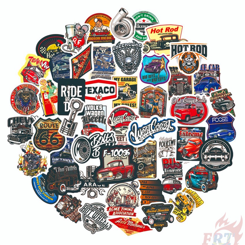 Retro Hot Rod Series 02 Classic Car Stickers 50Pcs/Set DIY Waterproof ...