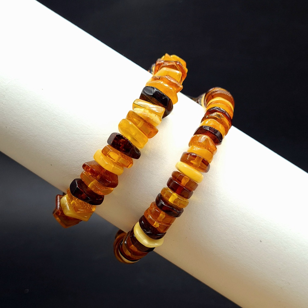 Baltic Amber Round and Square Bead Bracelet - Authentic Amber Healing ...