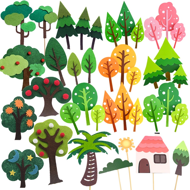 3pcs Forest Serie Cake Topper Green Felt Small Tree Grass Cake ...