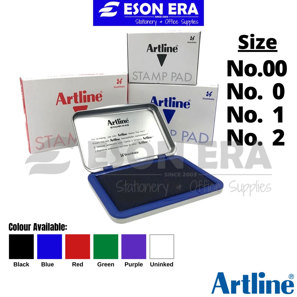 Artline Stamp Pad No.00 / No.0 / No.1 / No.2 Rubber Stamp Chop Ink Pad ...