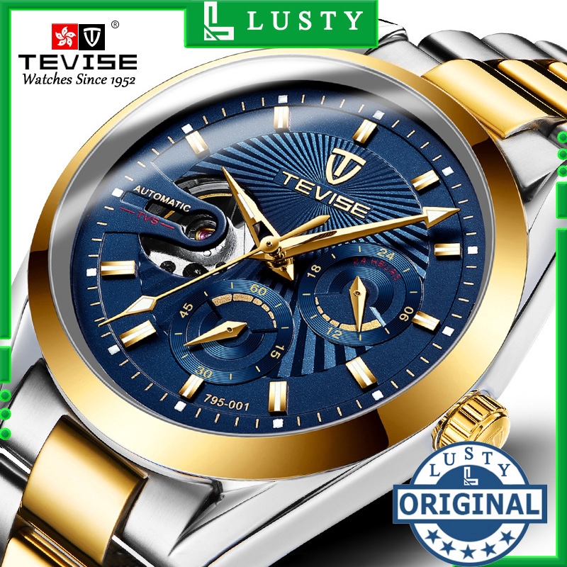 TEVISE Automatic Watch for Men Mechanical Skeleton Stainless Steel ...