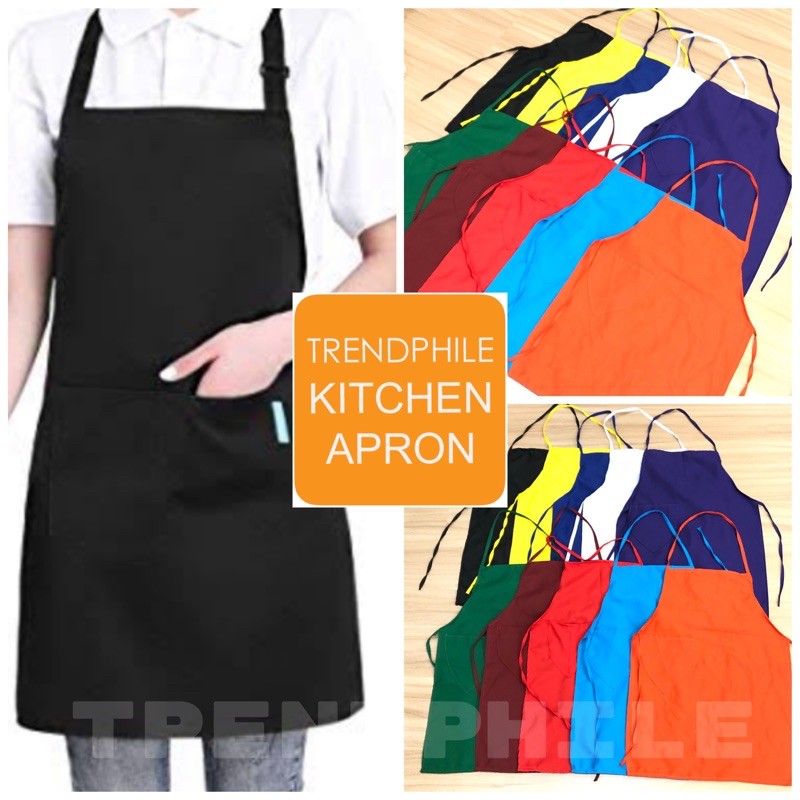 Kitchen apron plain color cotton - Kids & Adult | Shopee Philippines