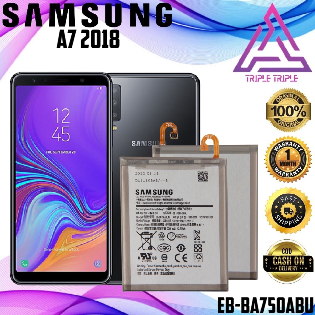 Samsung Galaxy A7 2018 Battery Original, Model EB-BA750ABU Capacity (3400mAh) | Shopee Philippines