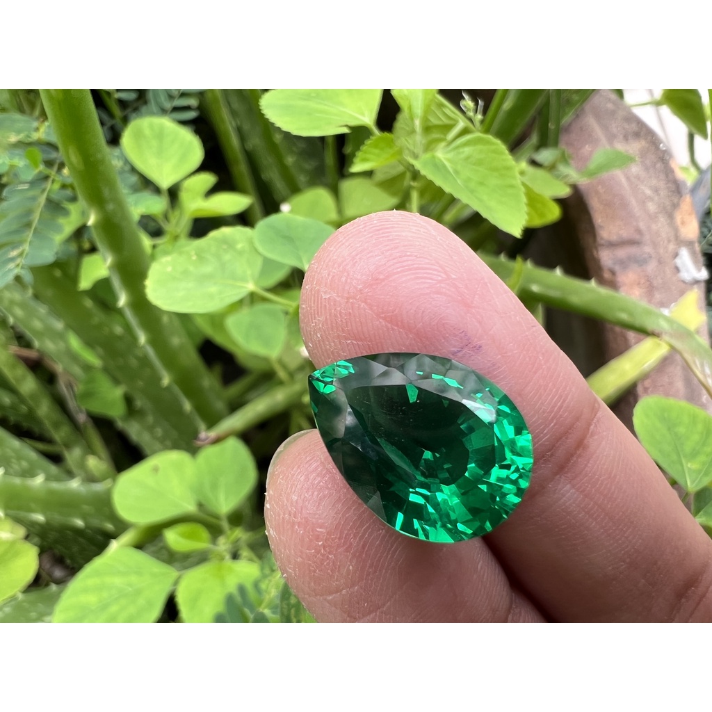 Emerald Nano-Shaped Water Drop Gemstone 15x22 MM 30 Carat (2 Beads ...