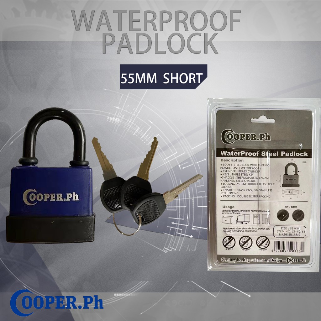 Cooper.ph CP-FS Water proof padlock waterproof Short and Long | Shopee ...