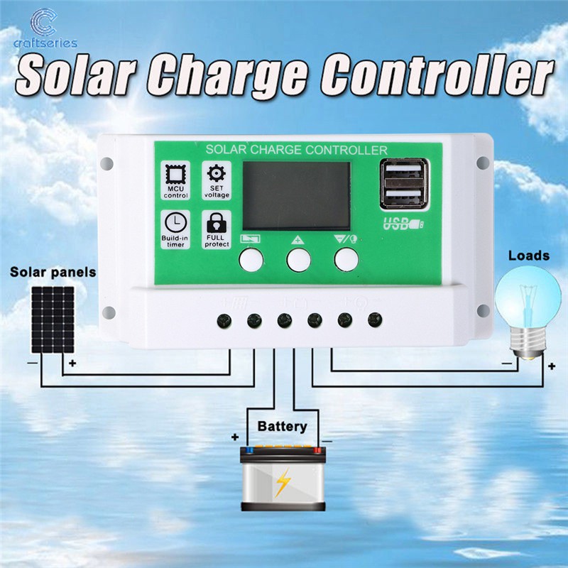 [AXPH] 10A/20A/30A 12V 24V Solar Charge Controller Lithium Battery LCD ...