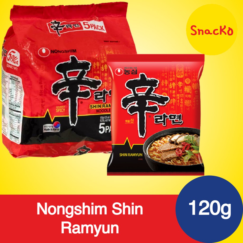 Nongshim Shin Ramyun - 120g - Pouch - Korea Noodles Ramen | Shopee ...