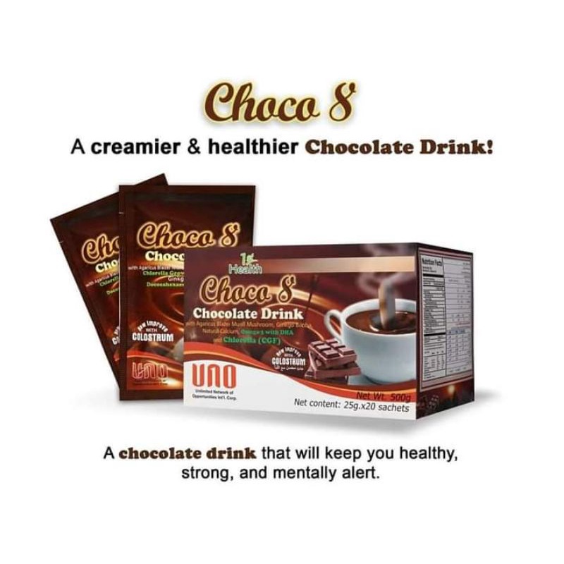 UNO CHOCO 8 CHOCOLATE DRINK MIX 1BOX(20 SACHETS) FOR KIDS AND ADULTS ...
