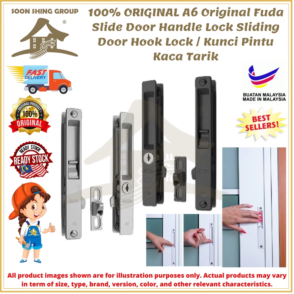 A6 Fuda Slide Door Handle Lock Sliding Door Hook Lock / Kunci Pintu ...