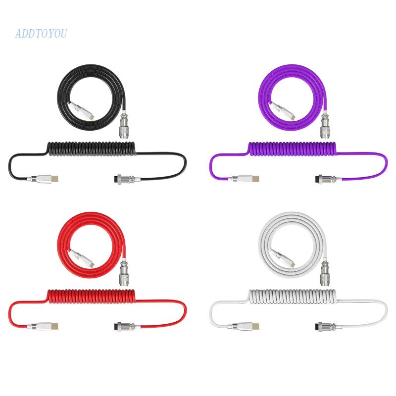 【3C】 Detachable USB to Type-C Coiled Cable Mechanical Keyboard Aviator ...