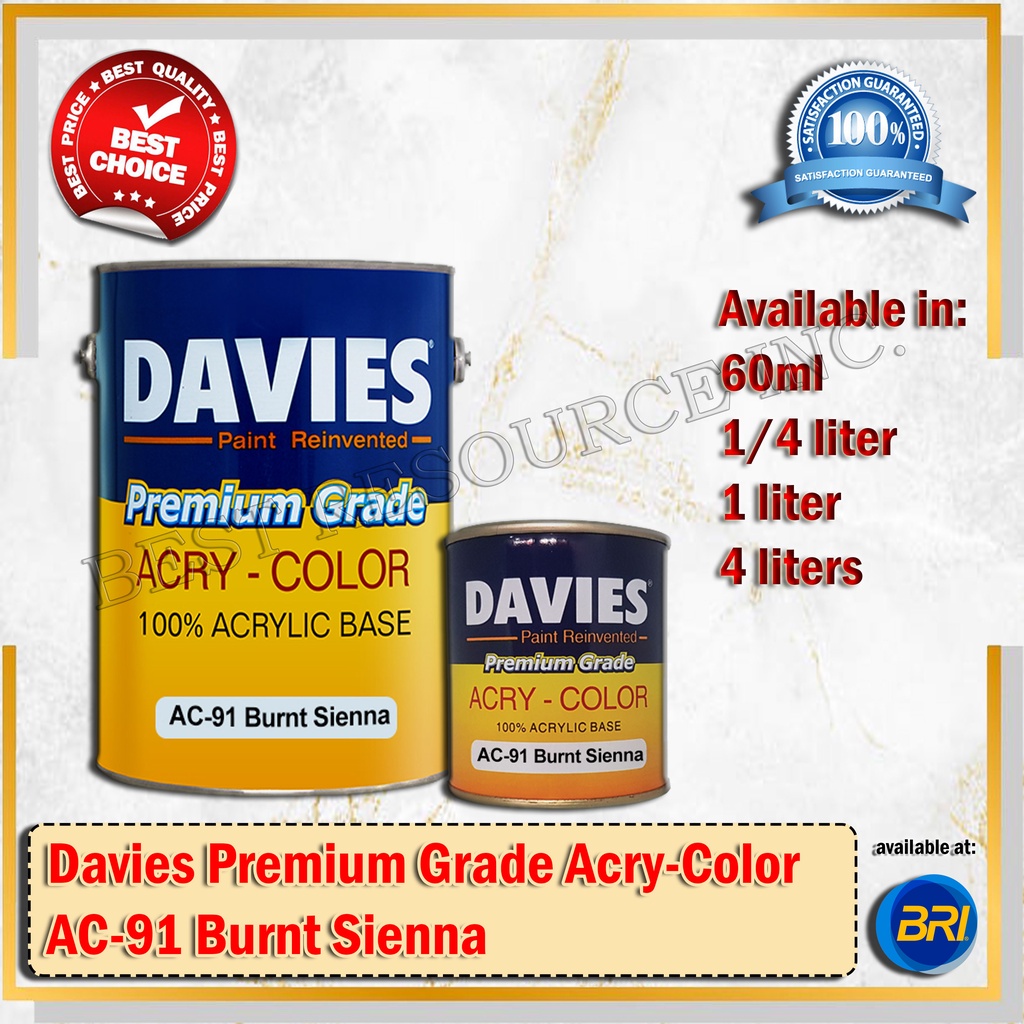 Davies Premium Grade Acry-Color AC-91 Burnt Sienna 60ml | Shopee ...