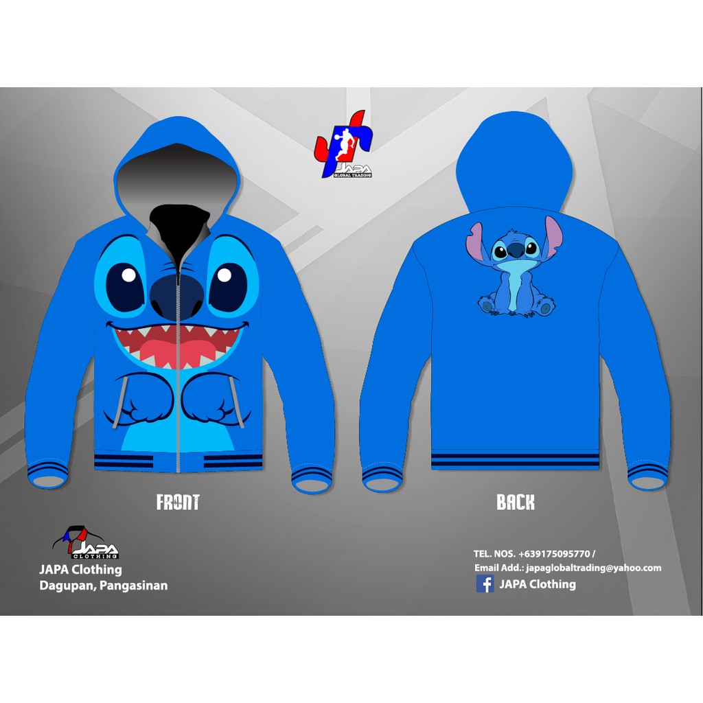 Sublimation Jacket with Hood - Stitch Design (Blue) | Shopee Philippines