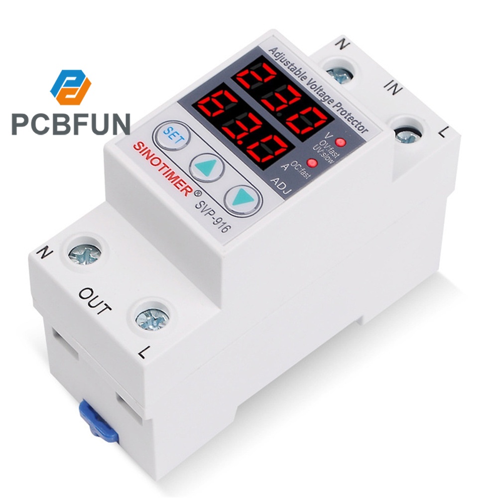 Pcbfun Ac 230V 40/63/80A Din Rail Adjustable Auto Over/Under Voltage ...