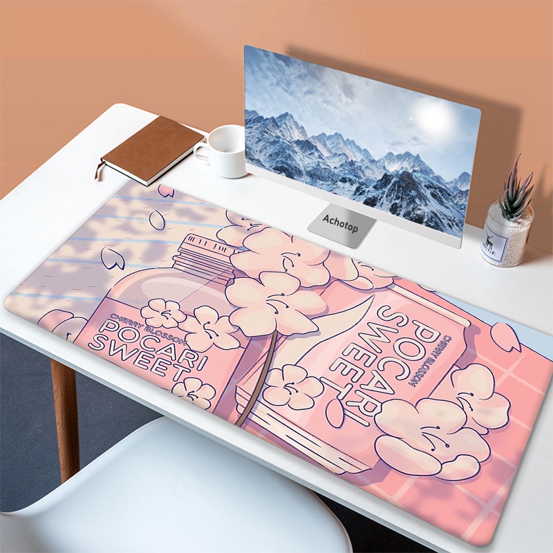 Pink Cute Flower Gaming Keyboard Pad Mouse Carpet Varmilo Gamer Desk ...