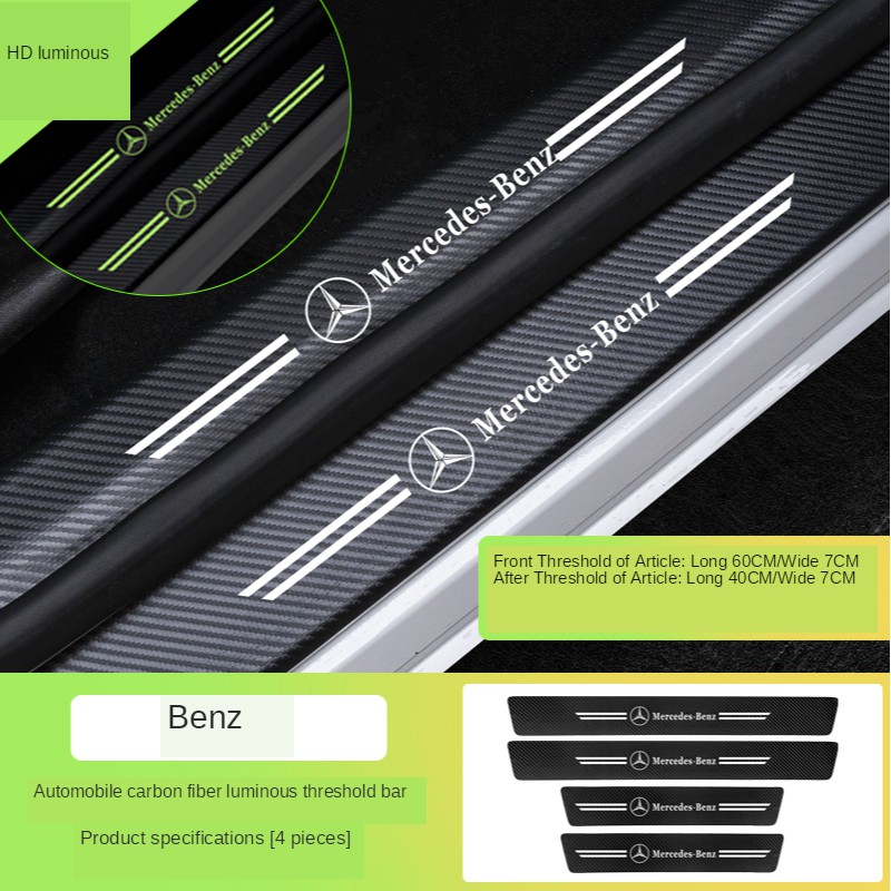 4pcs Mercedes-Benz Car Threshold Anti-Stop Sticker Bar Universal Carbon ...