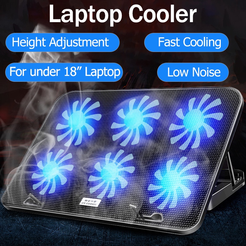 Remax Foldable Laptop Cooler Pad 6 Fans LED Light Fan Adjustable ...
