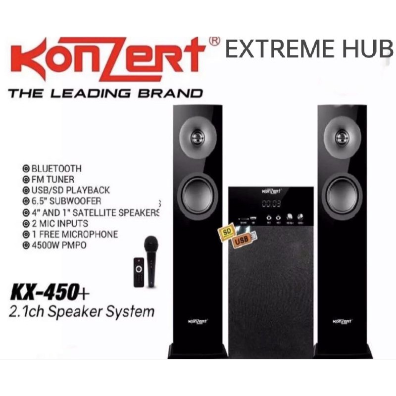 KONZERT KX-450+ 2.1CH MULTIMEDIA SPEAKER SYSTEM WITH BLUETOOTH / USB ...