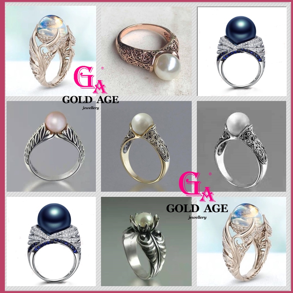 GA Fashion Jewellery Ready Stock Gold Plating 925 Silver Ring with ...
