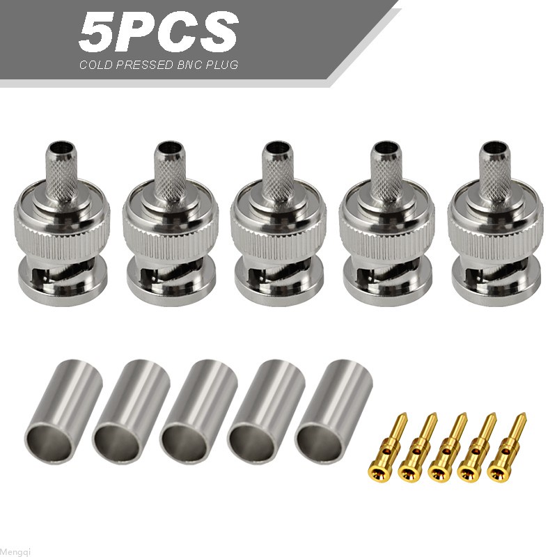 5 Packs Male BNC Plug Connector RG58 RG-58 Coax Crimp Plugs 50 OHM ...