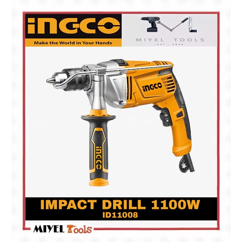 INGCO 13mm Hammer Impact Drill Variable Speed 1100W (ID11008) | Shopee Philippines