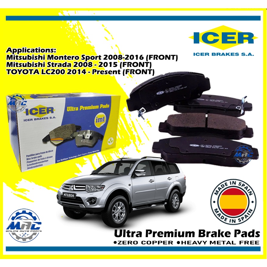Mitsubishi Montero Sport 2008-2016 ICER Ultra Premium Front Disc Brake ...